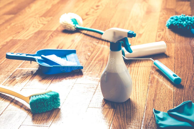 A Light Blue Cleaning Tool Placed on the Flooring Stock Image - Image ...