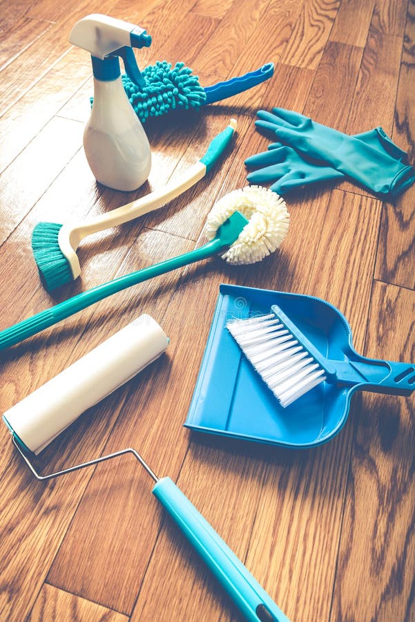 A Light Blue Cleaning Tool Placed on the Flooring Stock Image - Image ...