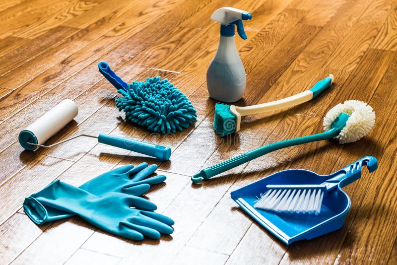 A Light Blue Cleaning Tool Placed on the Flooring Stock Image - Image ...