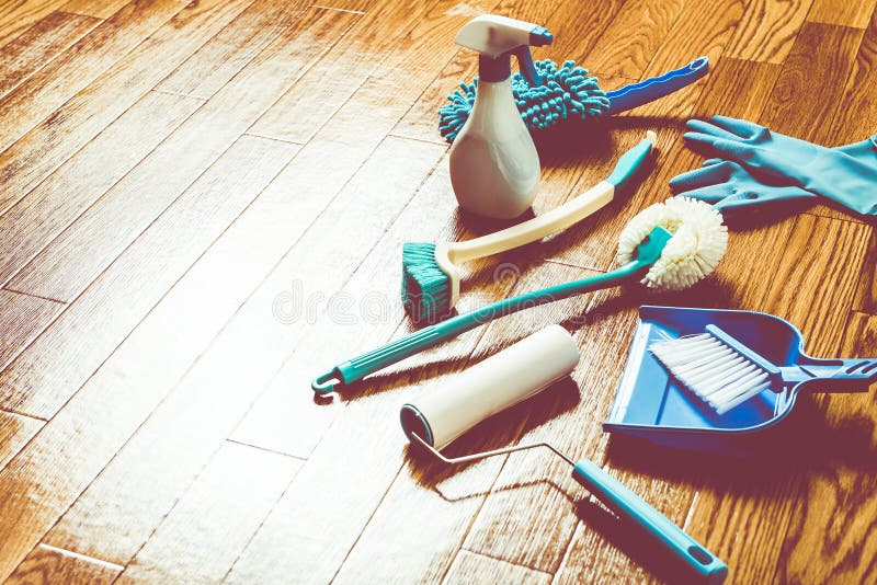 A Light Blue Cleaning Tool Placed on the Flooring Stock Photo - Image ...
