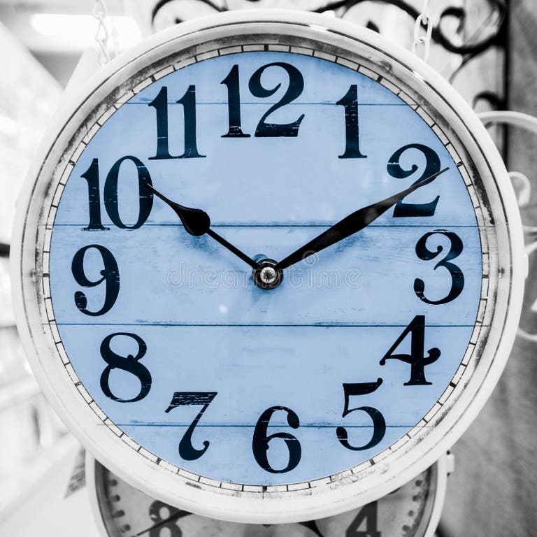 Light Blue Clock in a Classical Style. Stock Photo - Image of watch ...