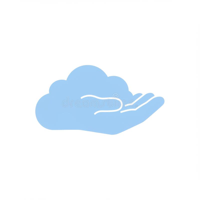 Light Blue Cloud Held in Open Hand Icon Stock Illustration ...