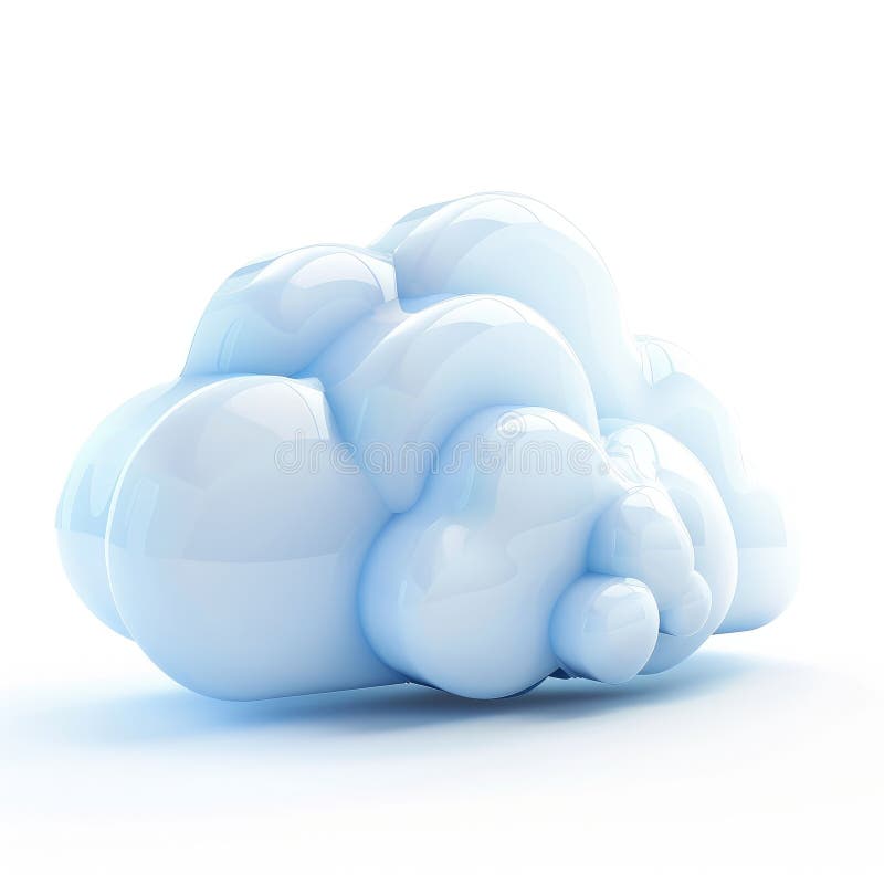 Abstract Light Blue 3D Cloud, Digital Rendering, Smooth Surface Stock ...