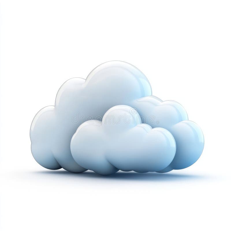 Smooth 3D Rendered Cloud Icon, Isolated on White Background Stock ...