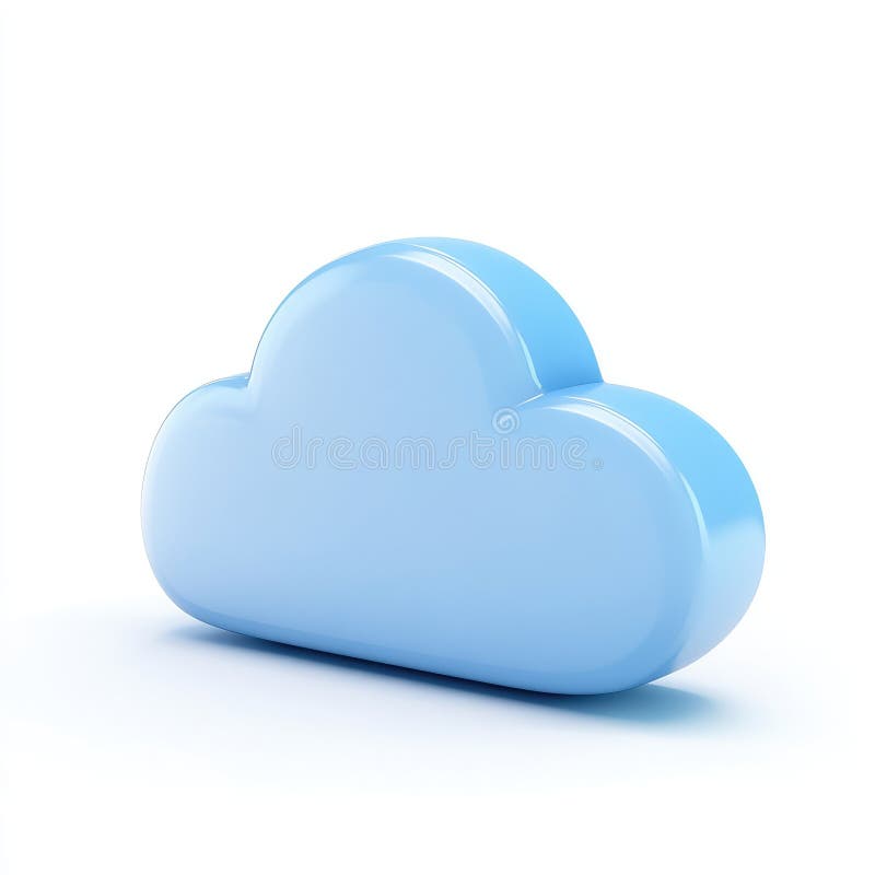 3D Render of a Glossy Light Blue Cloud Icon, Digital Illustration Stock ...