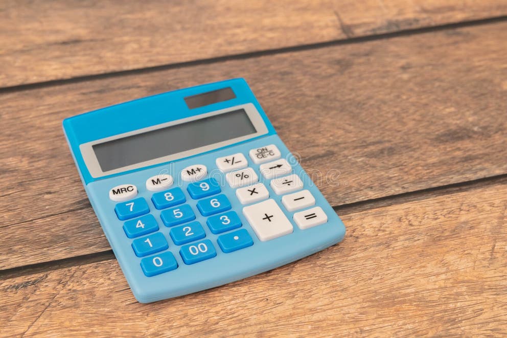 Light Blue Color Calculator, Isolated, Copy Space. Top View. Stock ...