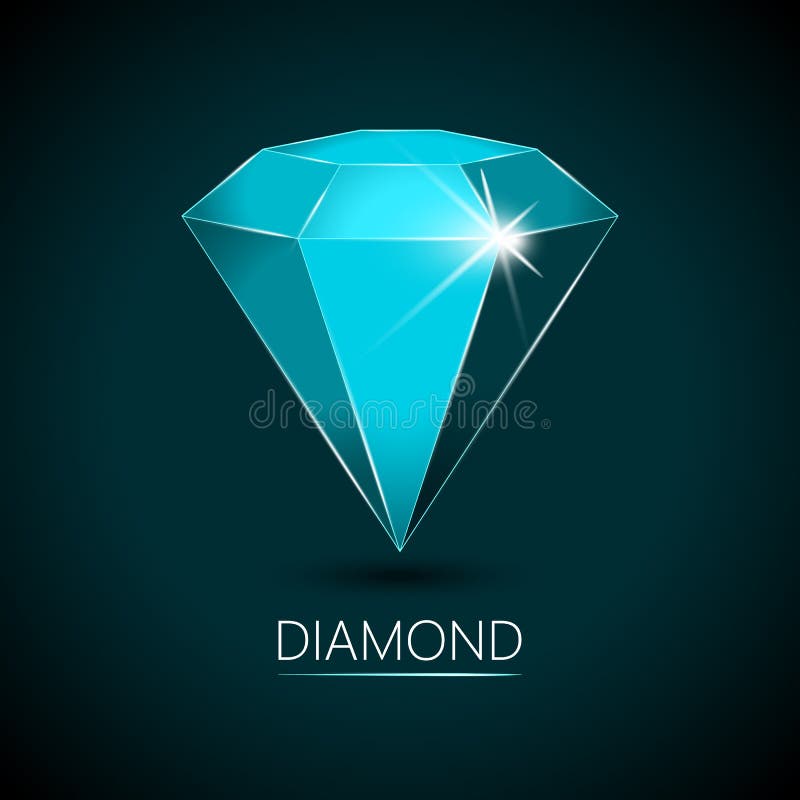 Light-Blue Colored Sparkling Diamond Stock Vector - Illustration of ...