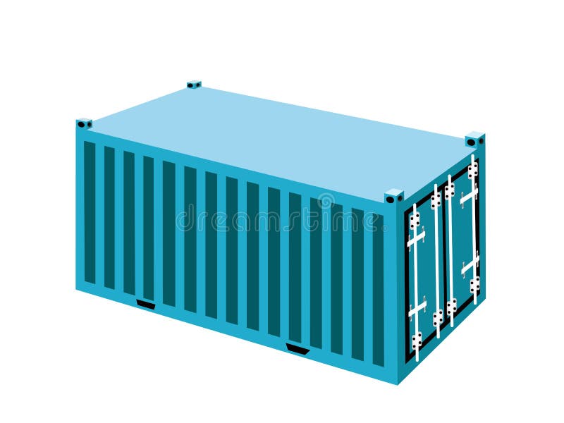 A Light Blue Container Cargo Container on White Ba Stock Vector ...