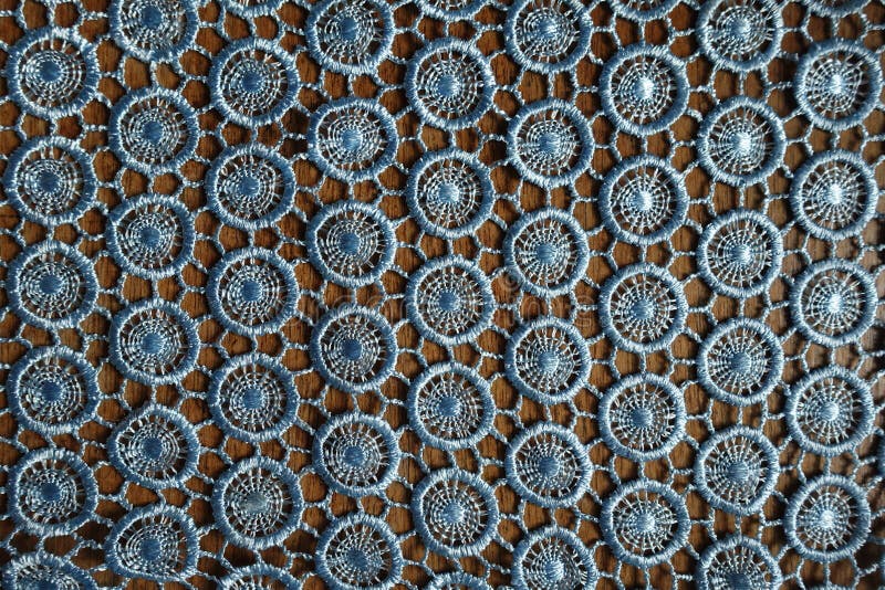 Light Blue Crochet Lacy Fabric on Wood Stock Image - Image of ...