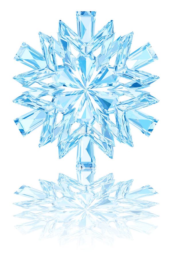 Light Blue Crystal Snowflake on Glossy White Background Stock ...