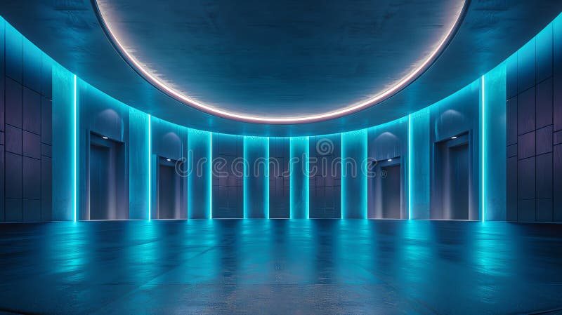 Light Blue 3D Cinema Wall, Posters Displayed, Space for Copy Stock ...