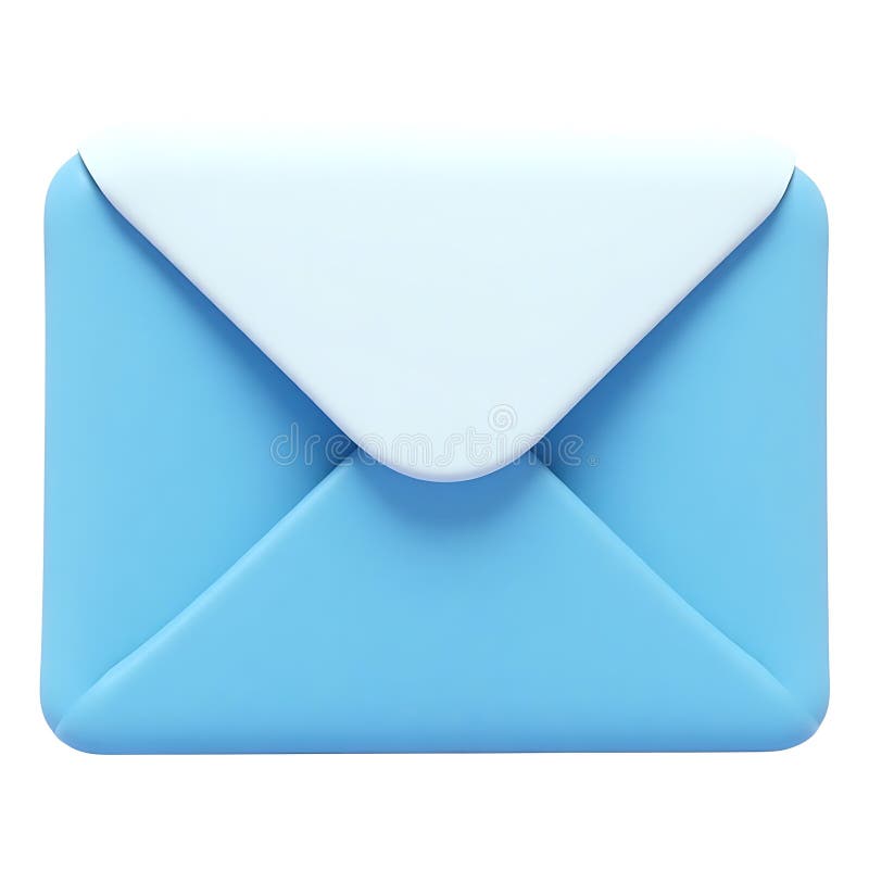 Light Blue 3D Envelope Icon on White Background Stock Illustration ...