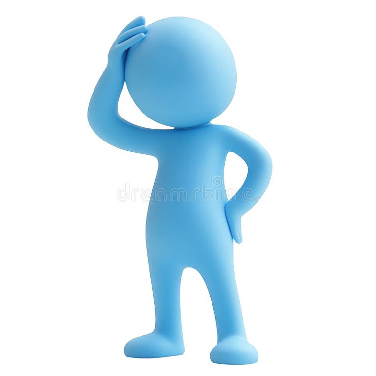 Light Blue 3d Icon Character Scratching Its Head with a on Expression ...
