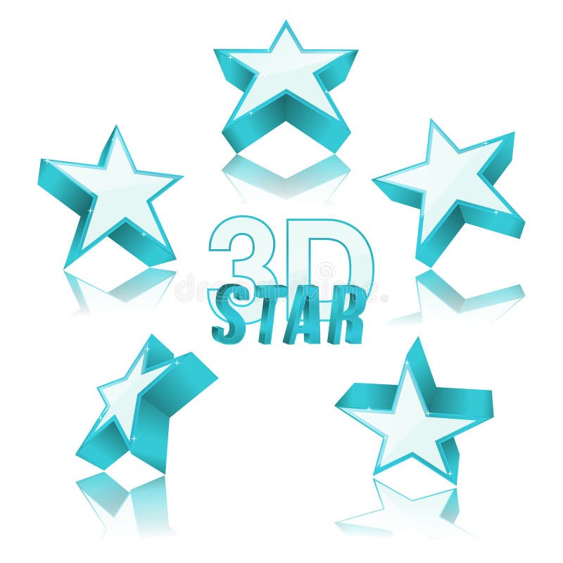 Light Blue 3d Star Various Points of Views, Illustration Stock Vector ...