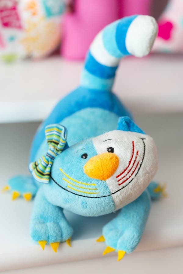 Light Blue, Dark Blue, Yellow,white Colored Toy Cat Stock Photo - Image ...