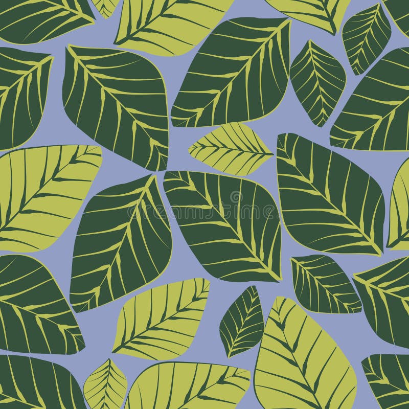 Light Blue with Dark and Light Green Leaves Seamless Pattern Background ...
