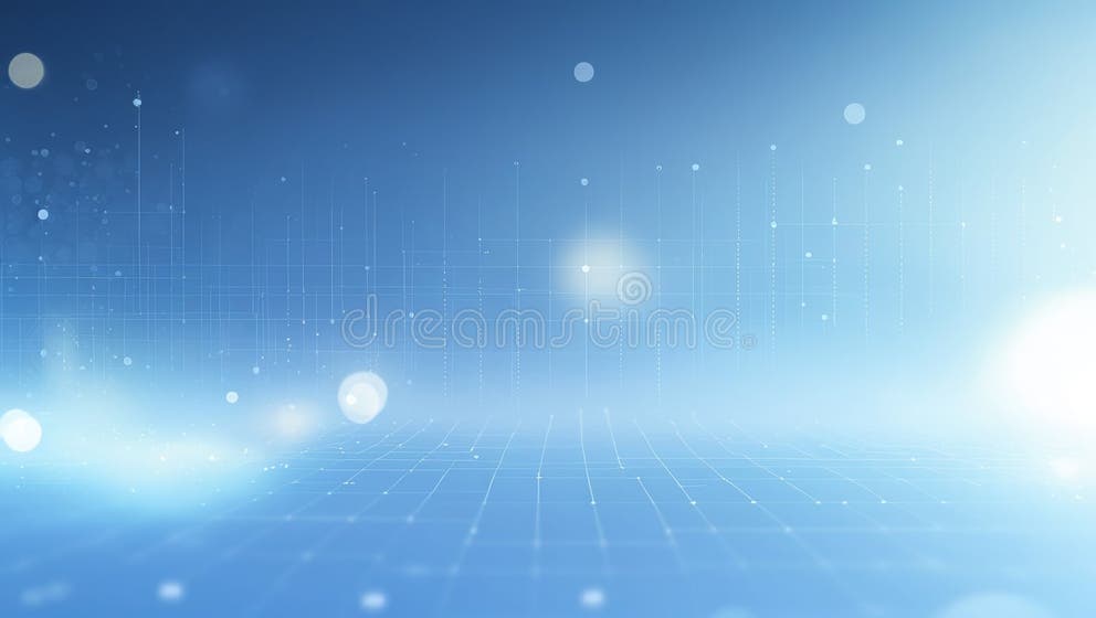 Light Blue Digital Glowing Landscape Background, Data Network ...