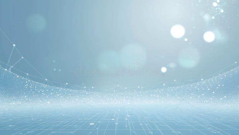 Light Blue Digital Glowing Landscape Background, Data Network ...
