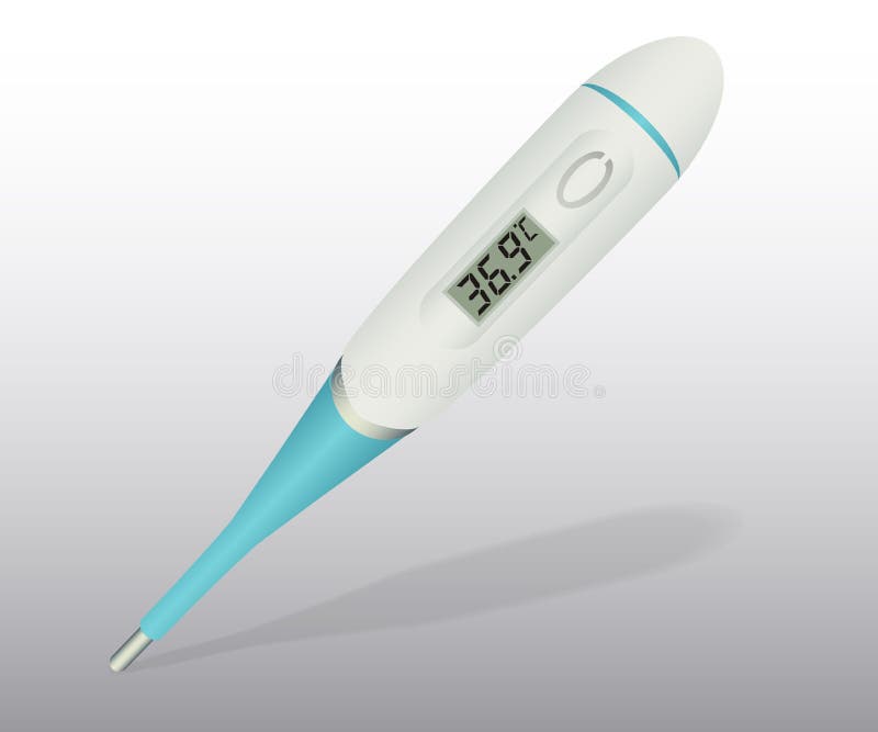 Light Blue Digital Thermometer Stock Illustration - Illustration of ...