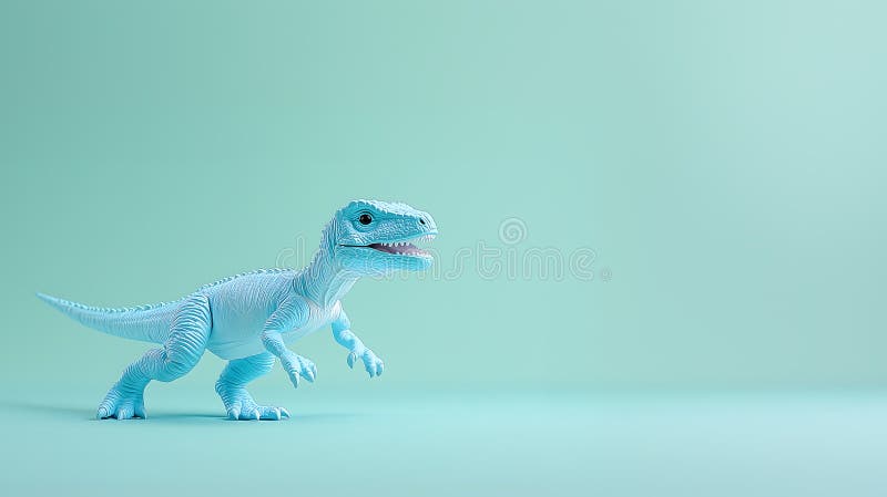 Light Blue Dinosaur Toy on a Pastel Green Background with Copy Space ...