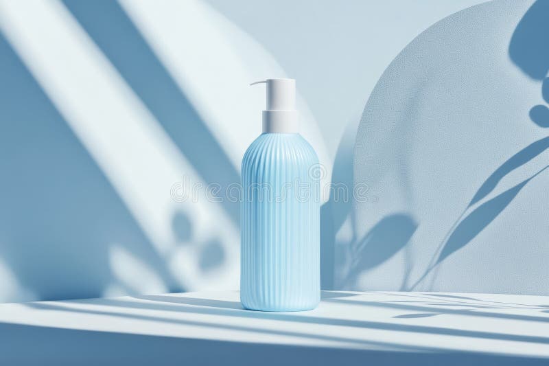 Light Blue Dispenser Bottle with Shadow on Bright Background Stock ...