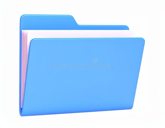Light Blue Document Folder with Papers Inside on Transparent Background ...