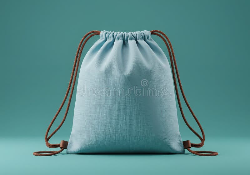 Light Blue Drawstring Backpack, Minimalist Design, Plain Fabric Texture ...