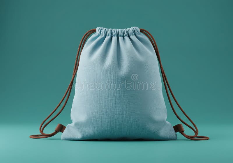 Light Blue Drawstring Backpack, Minimalist Design, Plain Fabric Texture ...