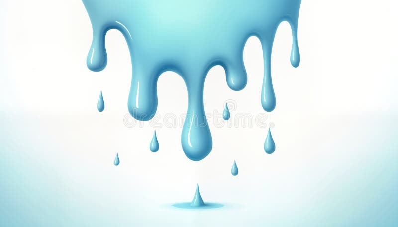 Light Blue Dripping Blobs, Drops on Transparent Background. Liquid ...