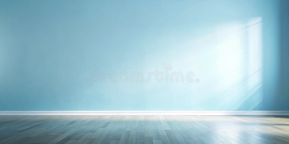 Light Blue Empty Wall with Smooth Floor Stock Illustration ...