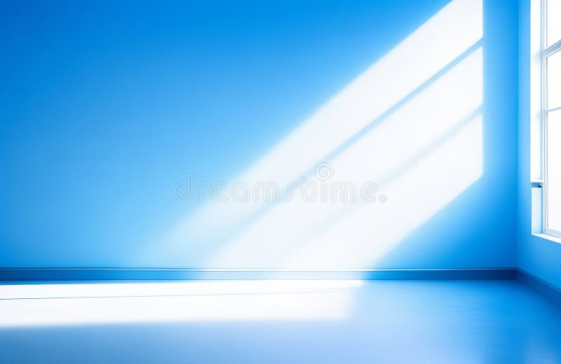 Light Blue Empty Wall and Smooth Floor with Intriguing Light Glare ...