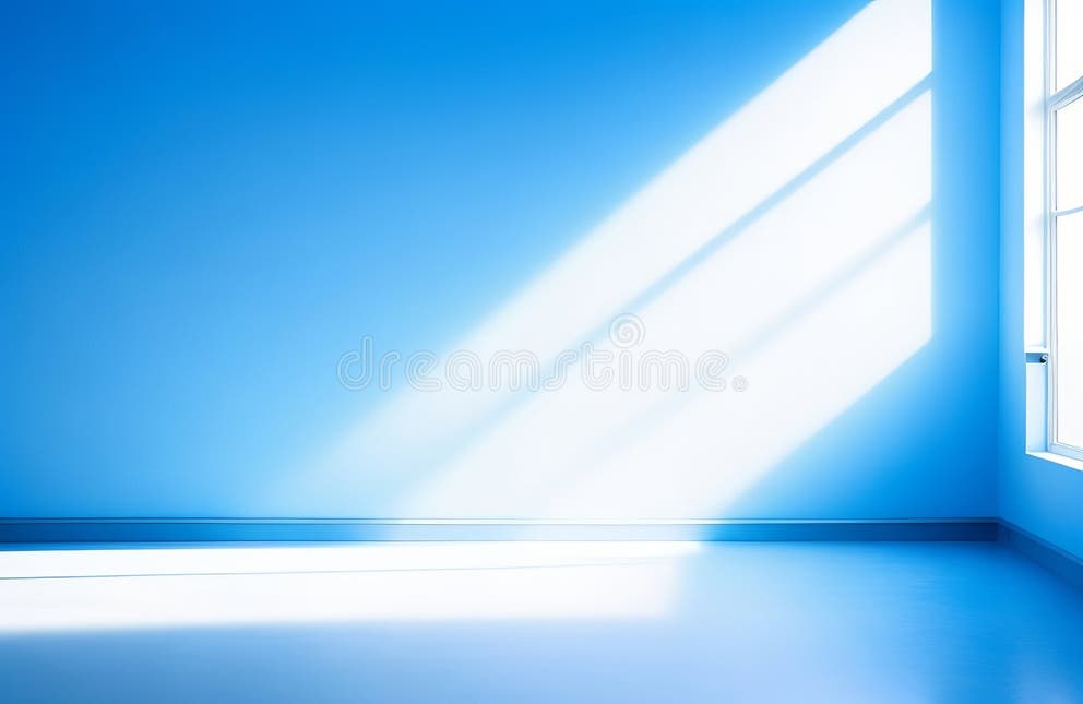 Light Blue Empty Wall and Smooth Floor with Intriguing Light Glare ...