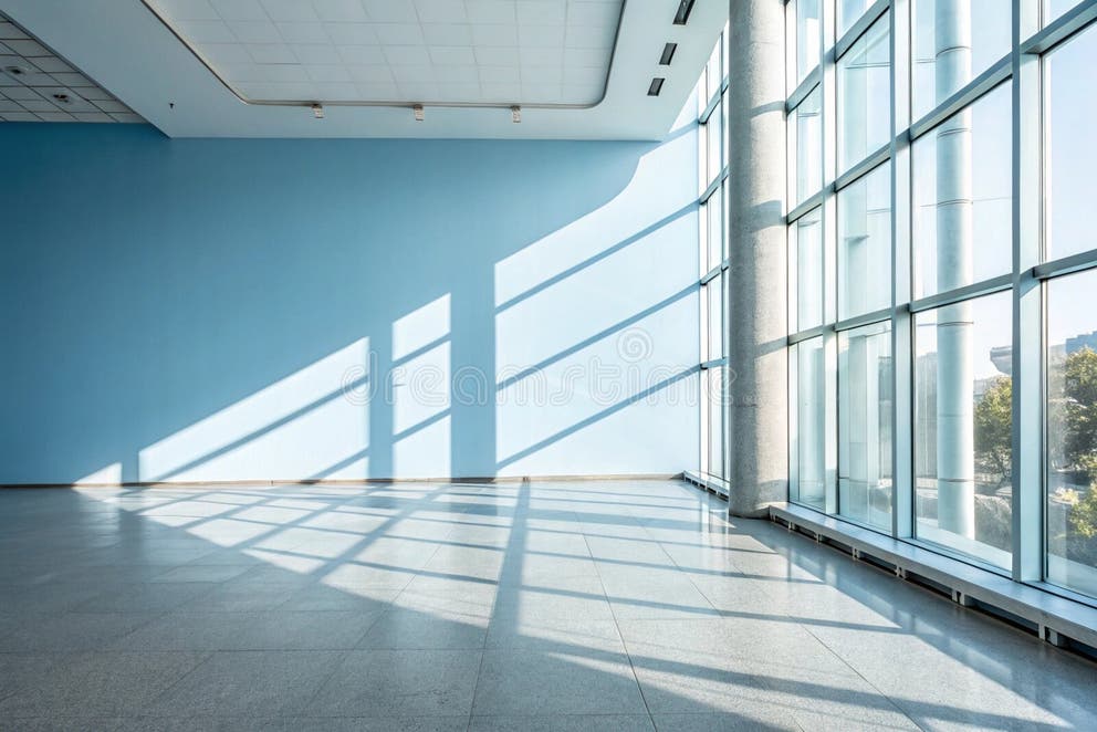 Light Blue Empty Wall and Smooth Floor Stock Illustration ...