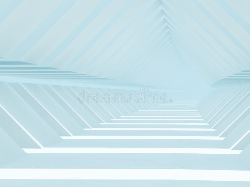 Light Blue Endless Tunnel Interior. 3d Rendering Stock Illustration ...