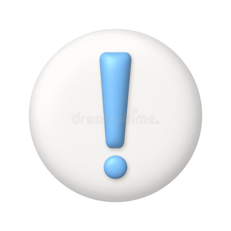 Light Blue Exclamation Mark Symbol on White Button. Attention or ...