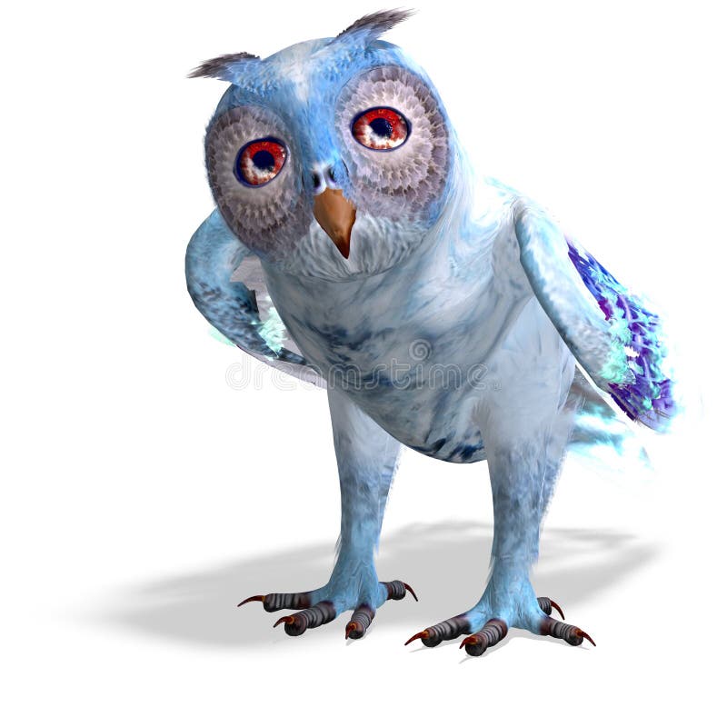 Light Blue Fantasy Owl.3D Rendering With Clipping Stock Illustration ...