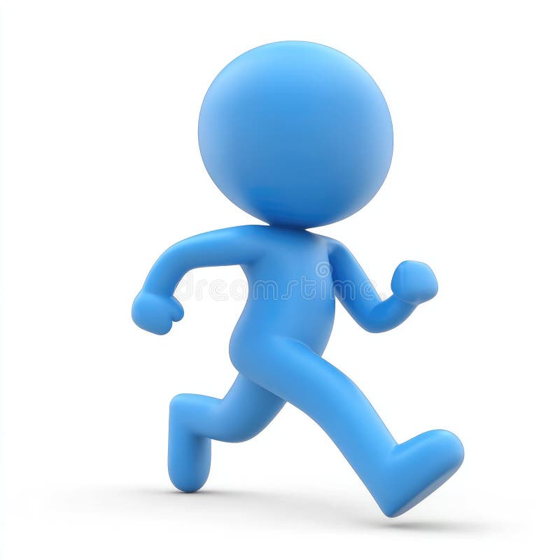 Blue 3D Cartoon Figure Running Fast, Active Lifestyle Illustration ...
