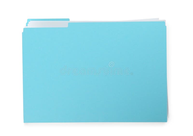 Light Blue File with Documents Isolated on White, Top View Stock Image ...