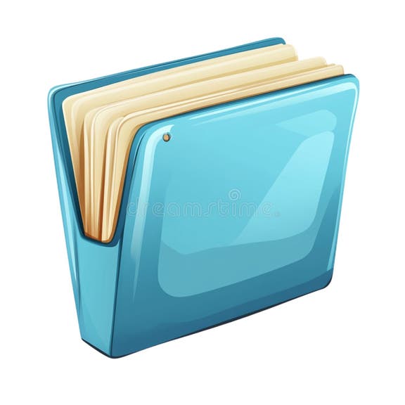 Light Blue File Folder with Beige Papers Inside Shown at a Three ...