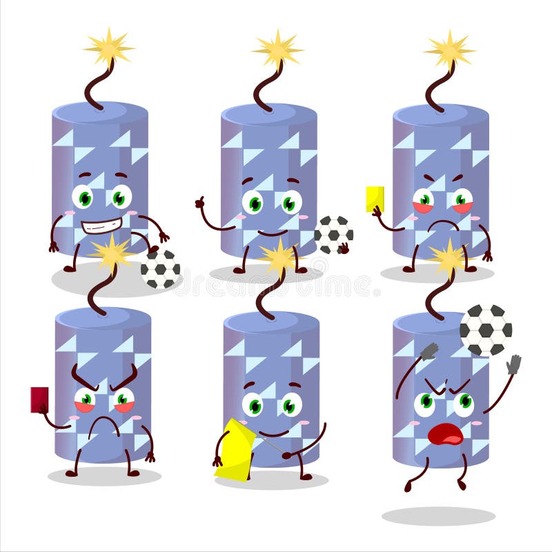 Light Blue Firecracker Cartoon Character Working As a Football Referee ...