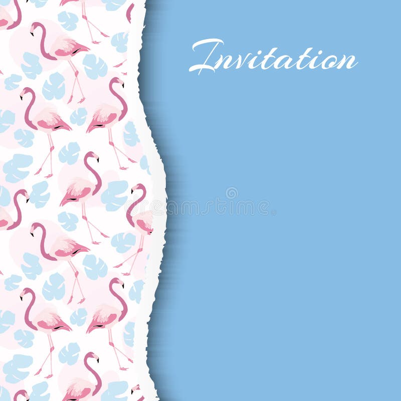 Light Blue Flamingo Background Design Banner for Invitation Stock ...