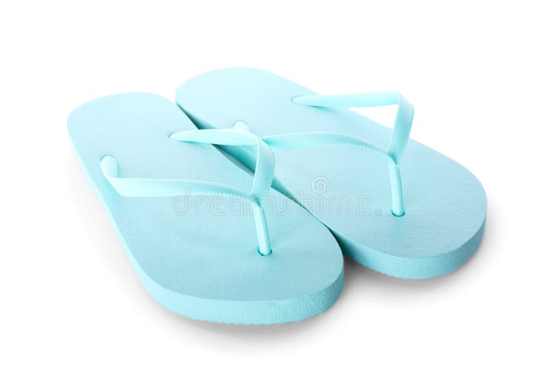 Light Blue Flip Flops Isolated. Beach Accessory Stock Photo - Image of ...