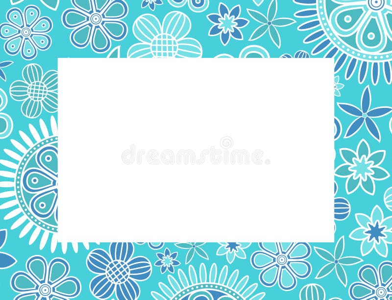 Light Blue Floral Decorative Frame Stock Vector - Illustration of ...