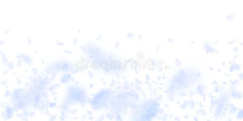 Light Blue Flower Petals Falling Down. Ecstatic Ro Stock Vector ...