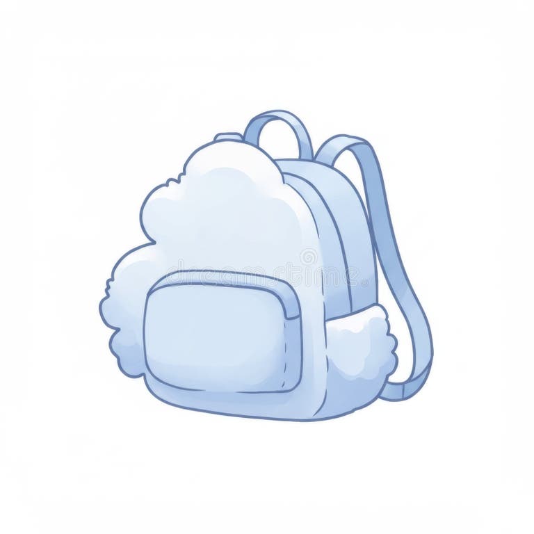 Light Blue Fluffy Cloud Backpack Illustration Stock Illustration ...