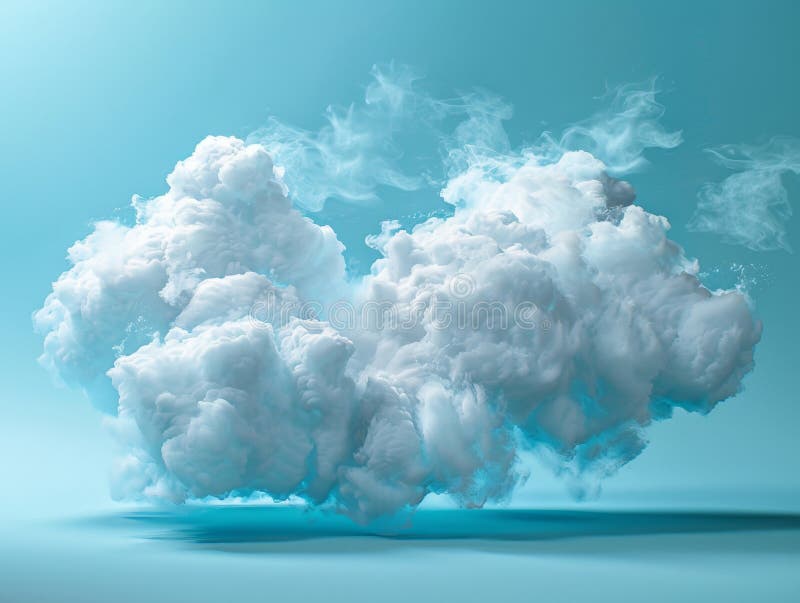 Light Blue Fluffy Cloud on Light Blue Background , Minimalist ...