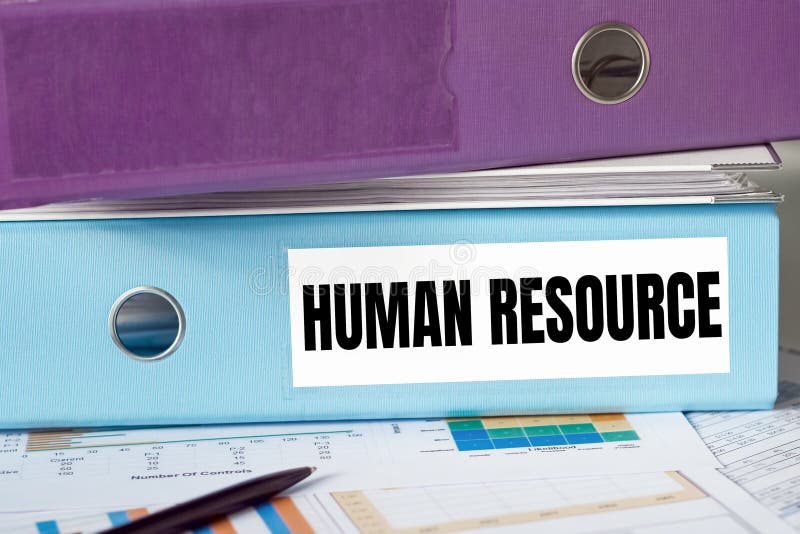 A Light Blue Folder with the Label Human Resources Stock Image - Image ...