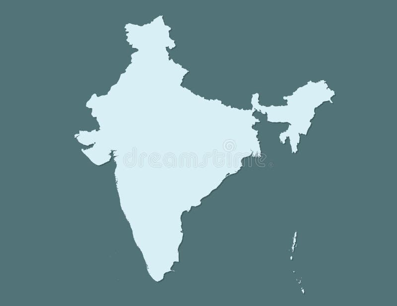 Light Blue Full India Map with Border on Dark Background Stock Vector ...