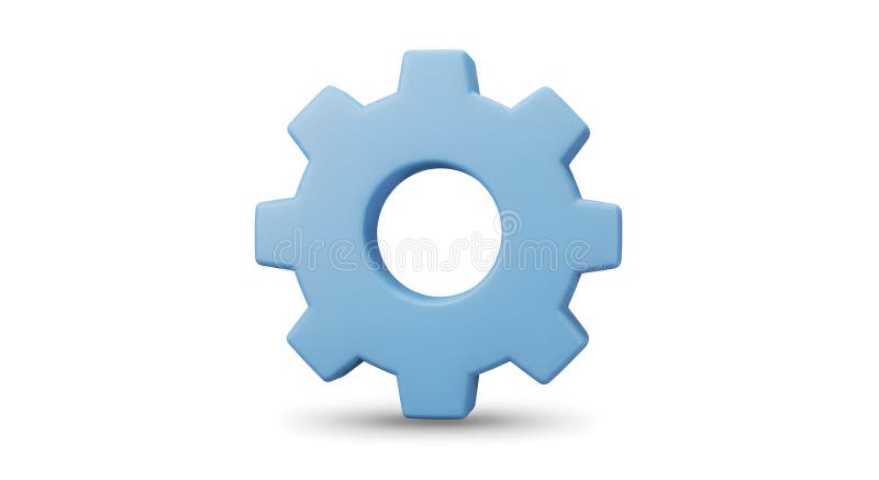 Light Blue Gear Symbol Isolated on White Background 3D Illustration ...