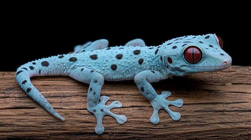 Light Blue Gecko with Dark Spots on a Branch Stock Illustration ...